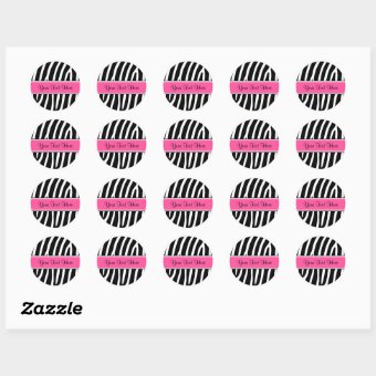 Pink Zebra Print Personalized Stickers | Zazzle
