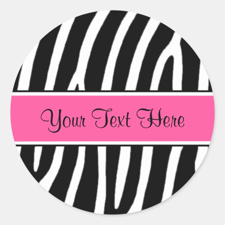 Pink Zebra Print Personalized Stickers | Zazzle