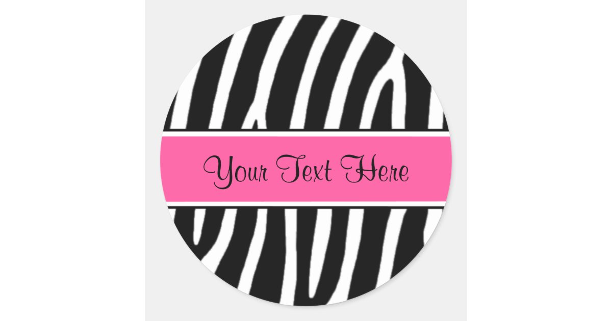 Pink Zebra Print Personalized Stickers | Zazzle