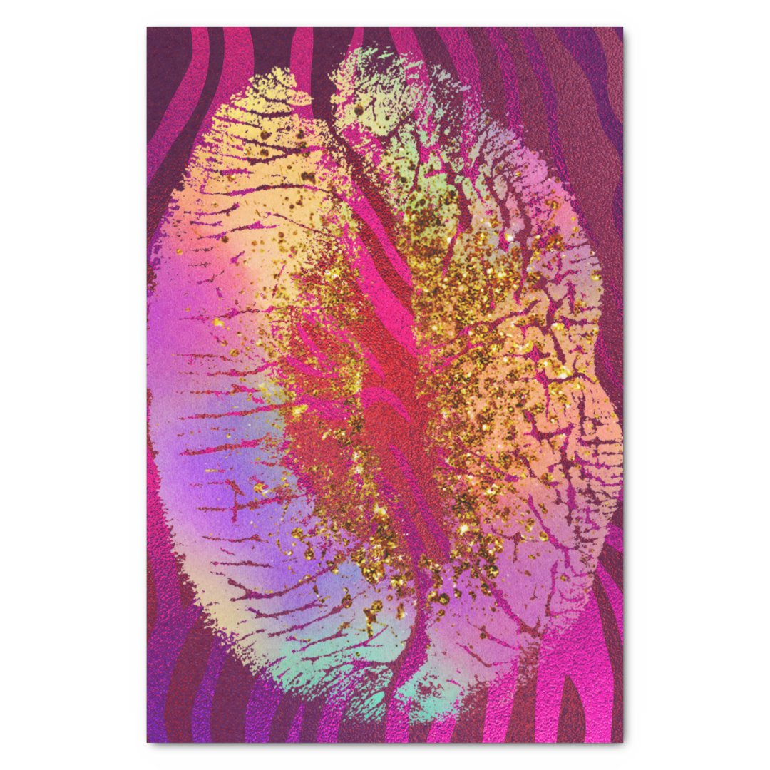 Pink Zebra Print Rainbow Gold Glitter Lips Party Tissue Paper | Zazzle