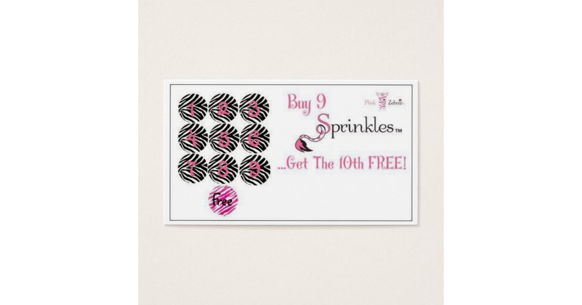 Pink Zebra Punch Card | Zazzle.com