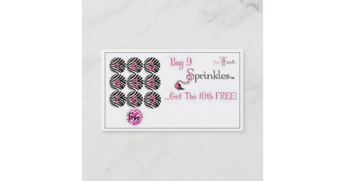 Pink Zebra Punch Card | Zazzle