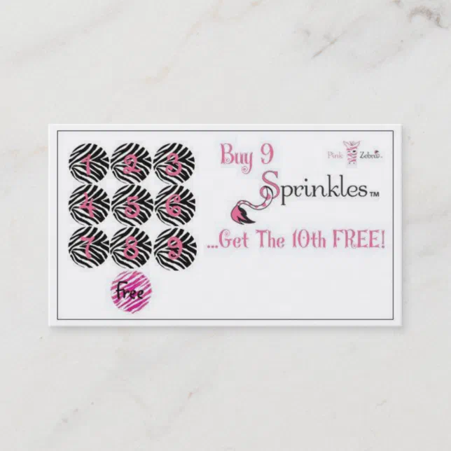 Pink Zebra Punch Card | Zazzle