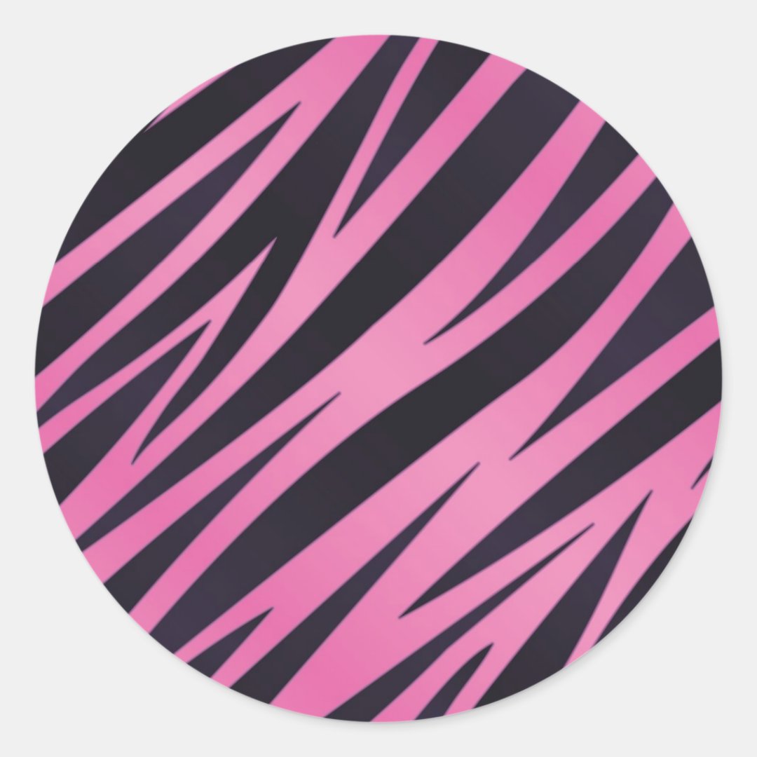 Pink Zebra Stripe Background Classic Round Sticker | Zazzle