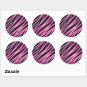 Pink Zebra Stripe Background Classic Round Sticker | Zazzle