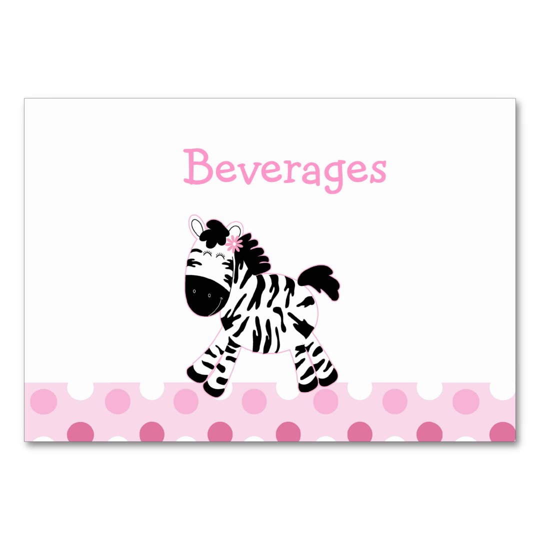 Pink Zebra with Pink Polkadot Table Card | Zazzle