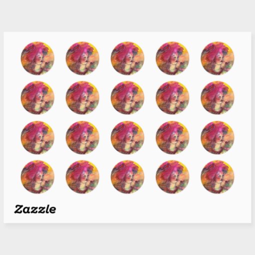 PINKY CLOWN CLASSIC ROUND STICKER | Zazzle