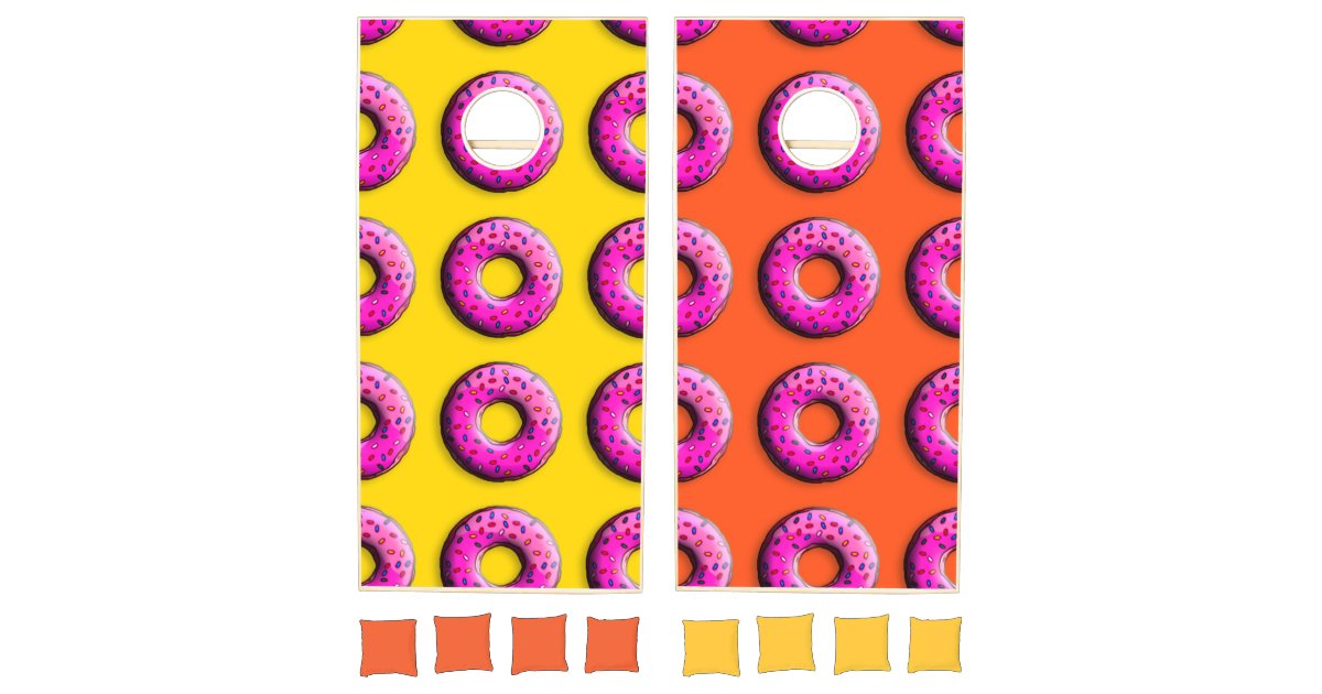 Pinky Donut with colorful sprinkles + your ideas Cornhole Set | Zazzle