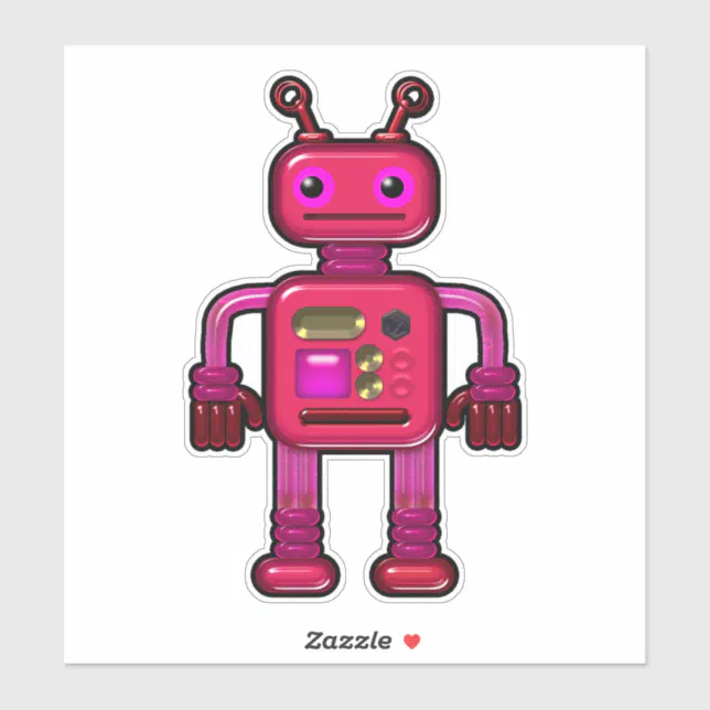 Pinky the Whimsical Pink Robot Cute Sticker | Zazzle