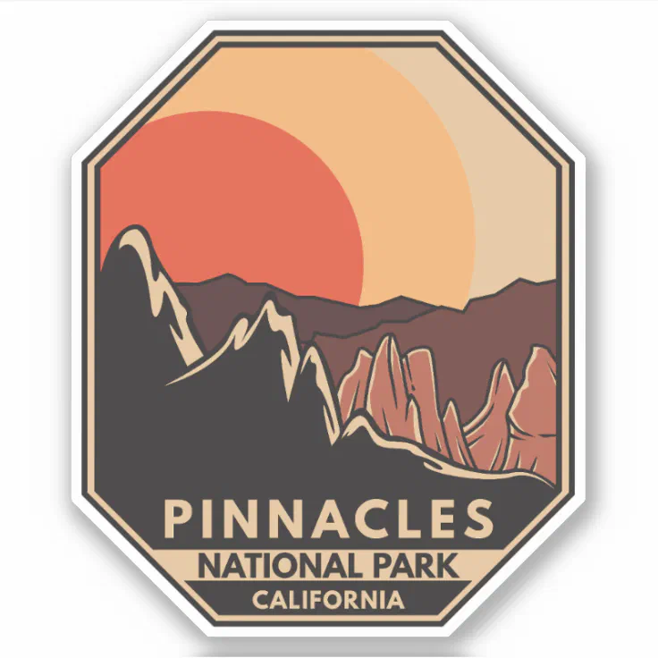 Pinnacles National Park Minimal Retro Emblem Sticker | Zazzle