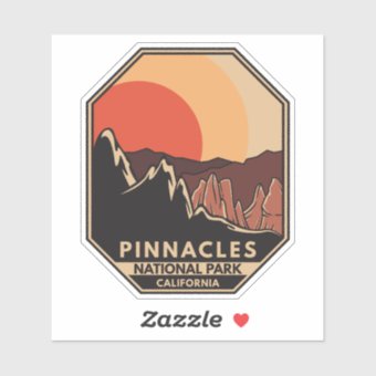 Pinnacles National Park Minimal Retro Emblem Sticker | Zazzle