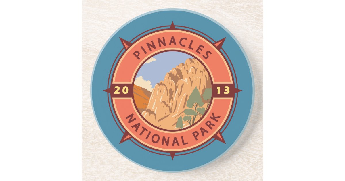 Pinnacles National Park Retro Compass Emblem Coaster | Zazzle
