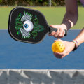 Pinstripe flying eyeball pickleball paddle | Zazzle