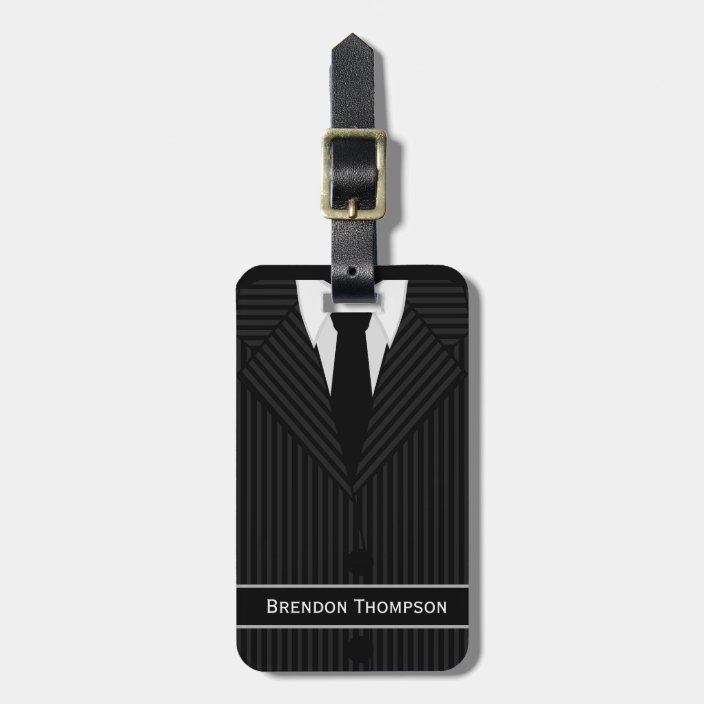 Pinstripe Suit and Tie Men's Name Tag Luggage Tag | Zazzle.com