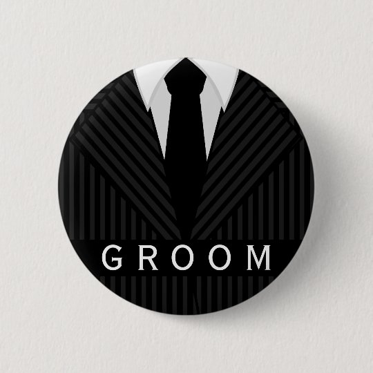 Pinstripe Suit Bachelor Party Groom Round Badges Pinback Button ...