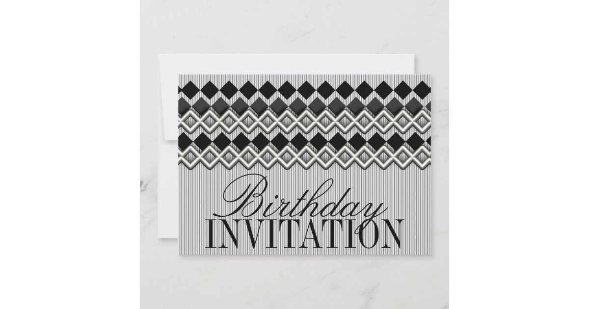 Pinstripes & Diamonds Birthday Party Invitation | Zazzle