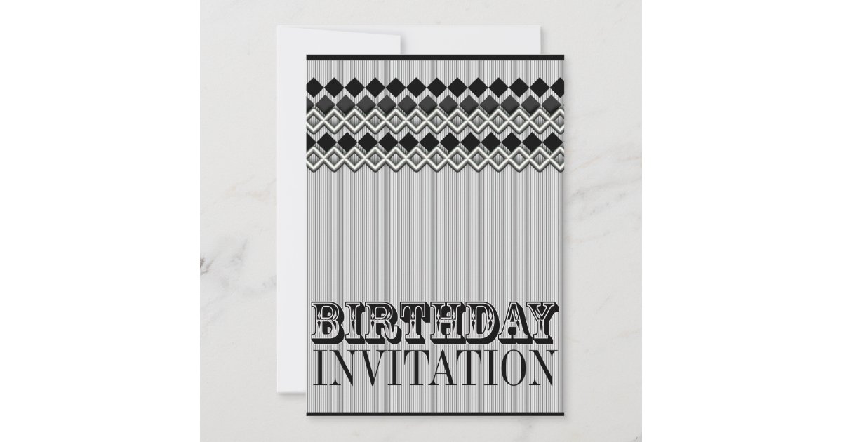Pinstripes + Diamonds Birthday Party Invitations | Zazzle