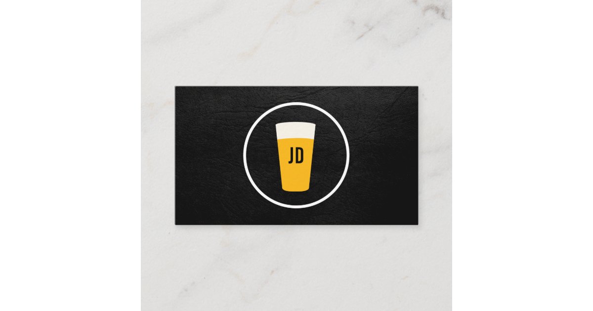 Pint of Beer Logo Trendy Black Business Card | Zazzle