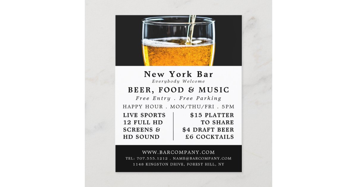 Pint of Beer, Pub/Brewery Advertising Flyer | Zazzle