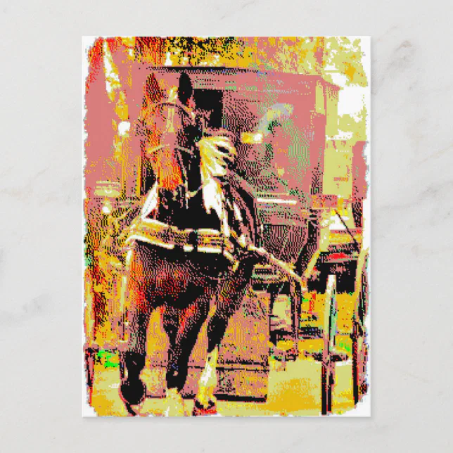 Pinto Amish Horse 8-Bit Art Postcard | Zazzle