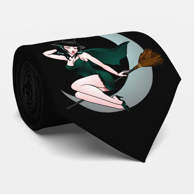 Pinup Girl Tie 50's Witchy Pinup Halloween Necktie | Zazzle