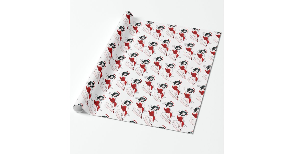 Pinup Girl Wrapping Paper Christmas Pin Up Paper | Zazzle