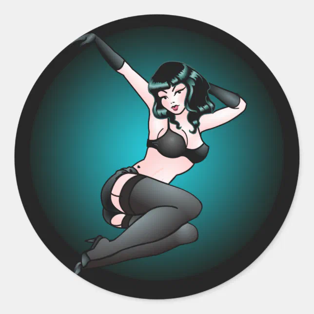 Pinup Stickers Personalized Pinup Girl Sticker | Zazzle