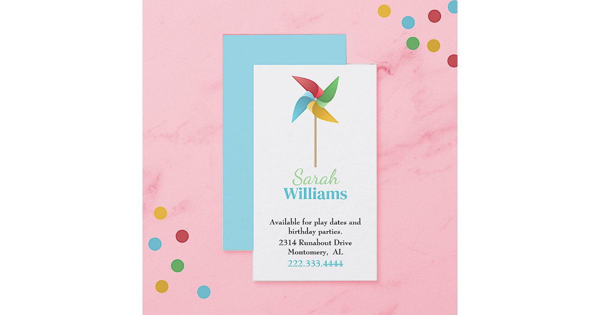 Pinwheel Children Calling Card | Zazzle