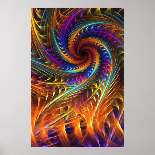 "Pinwheel Dreams" - Abstract Spiral Fractal Art Poster | Zazzle.com