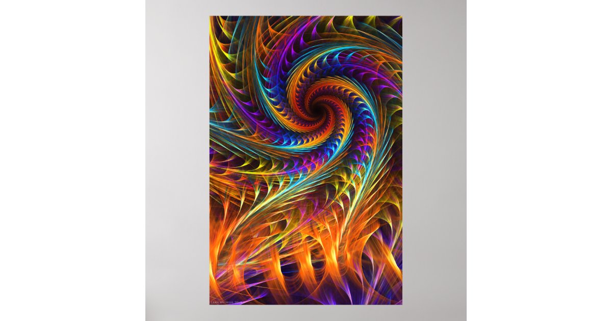 "Pinwheel Dreams" - Abstract Spiral Fractal Art Poster | Zazzle