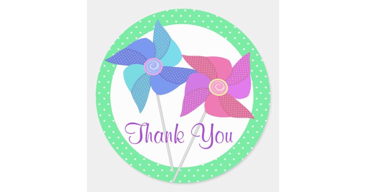 Pinwheels and Polka Dots Classic Round Sticker | Zazzle