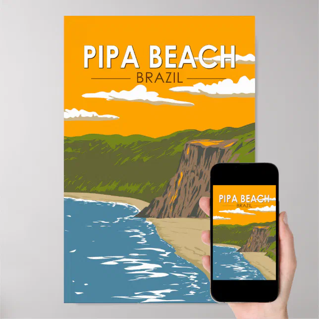 Pipa Beach Brazil Travel Art Vintage Poster | Zazzle