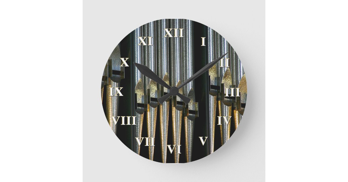 Pipe organ clock with roman numerals | Zazzle