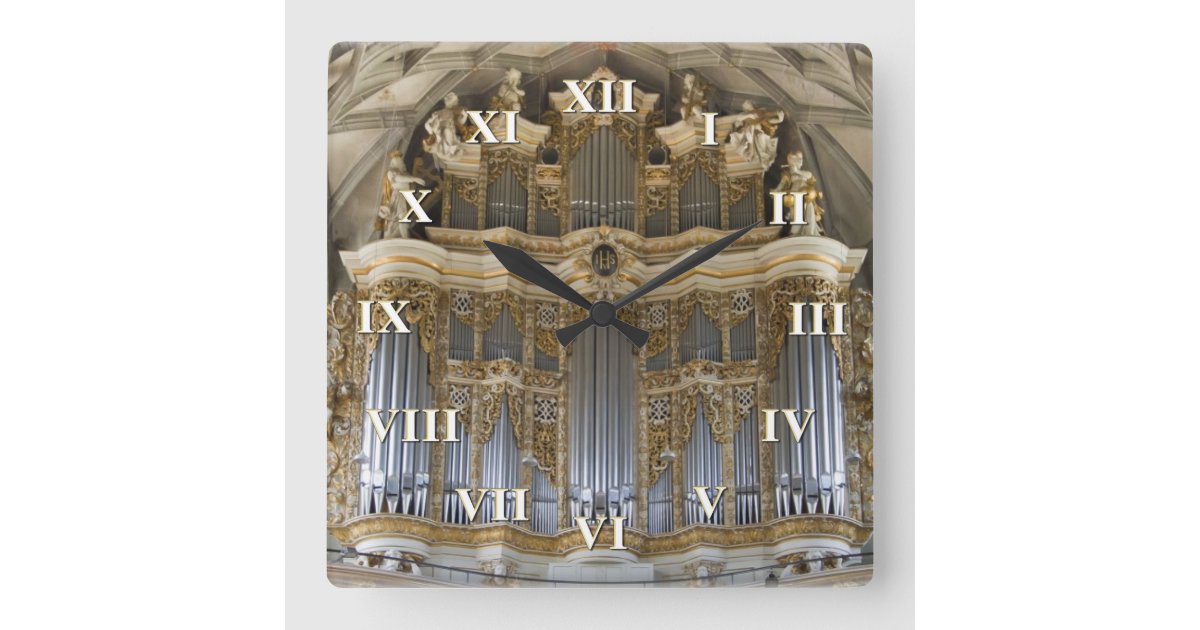 Pipe organ clock with roman numerals | Zazzle