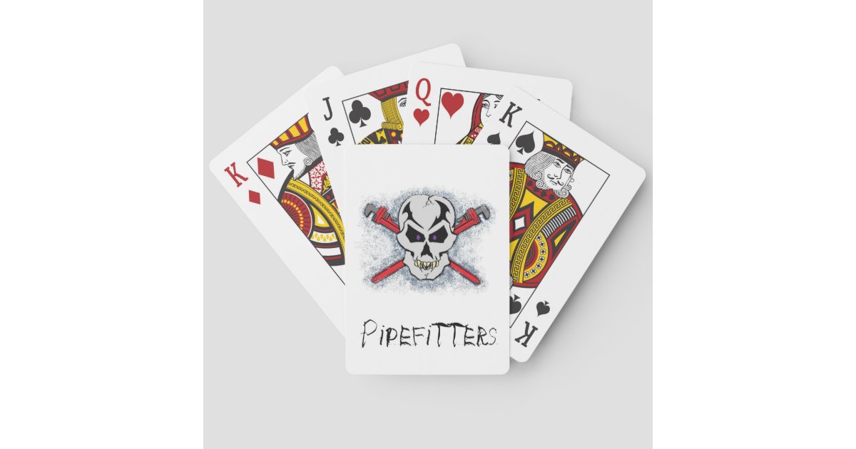 Pipefitter Skull Design Poker Cards | Zazzle