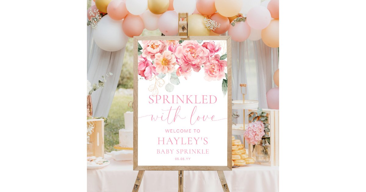 Piper Peony Baby Sprinkle Welcome Sign | Zazzle