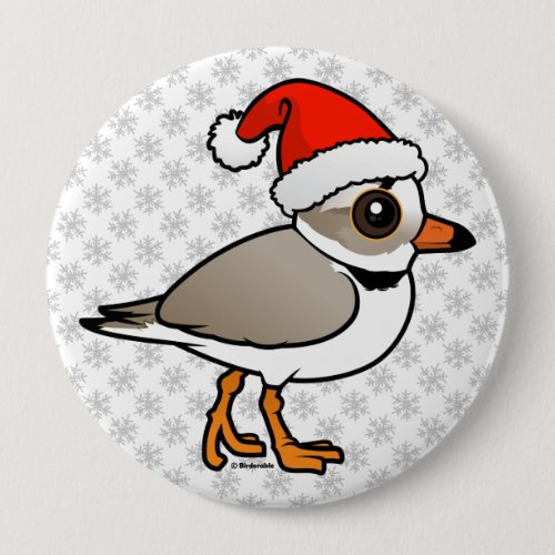 Cute Cartoon Piping Plover in Santa Hat for Christmas