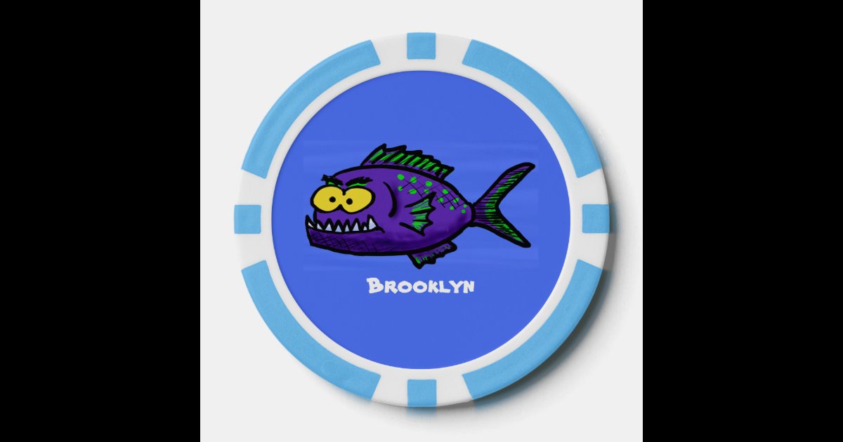 Piranha fish cartoon poker chips | Zazzle