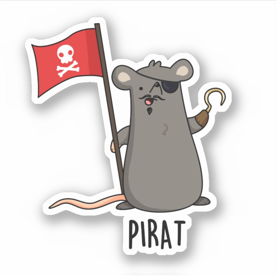 Pirat Funny Pirate Rat Pun Sticker | Zazzle