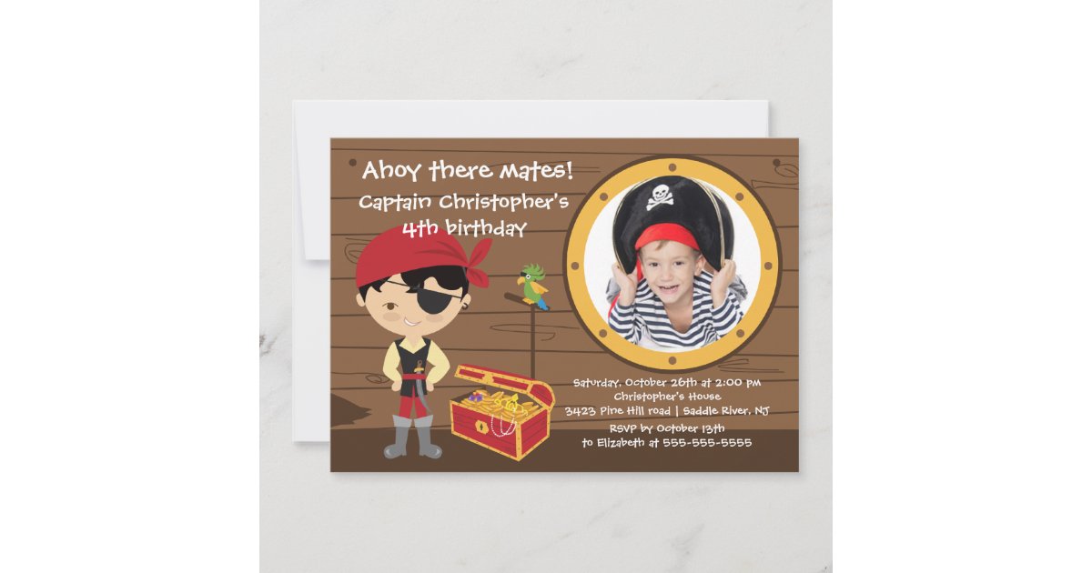 Pirate Ahoy Mates Boy Photo Birthday Party Invitation | Zazzle