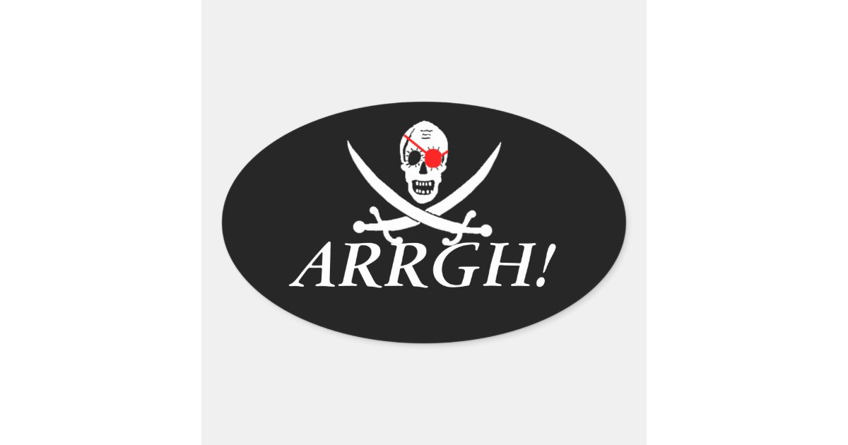 Pirate ARRGH Oval Sticker | Zazzle