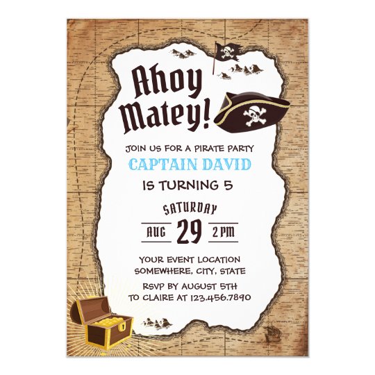 Pirate Birthday Party Adventure Treasure Map Invitation | Zazzle.com