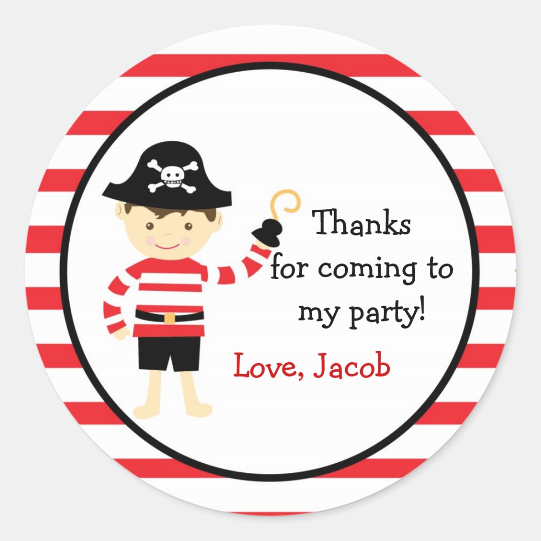 Pirate Birthday Party Favor Stickers Labels seals | Zazzle