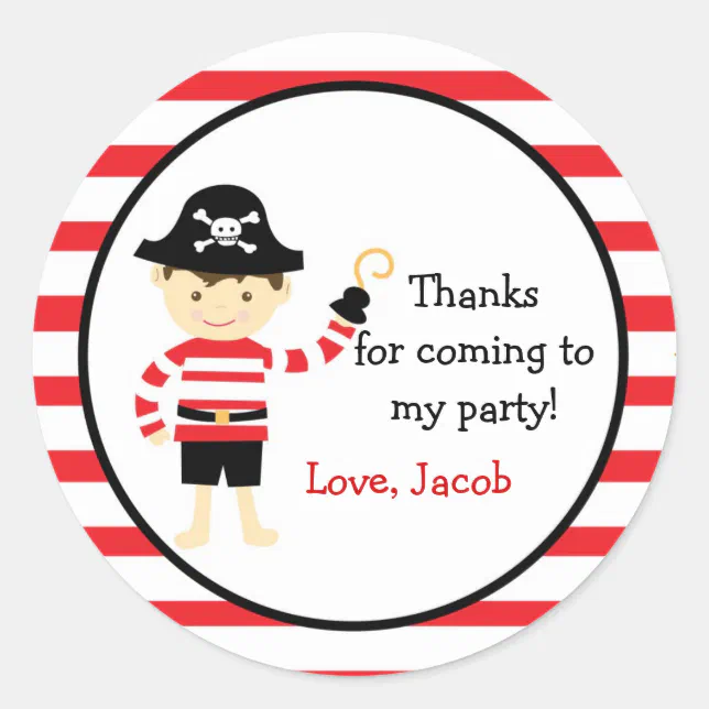 Pirate Birthday Party Favor Stickers Labels seals | Zazzle