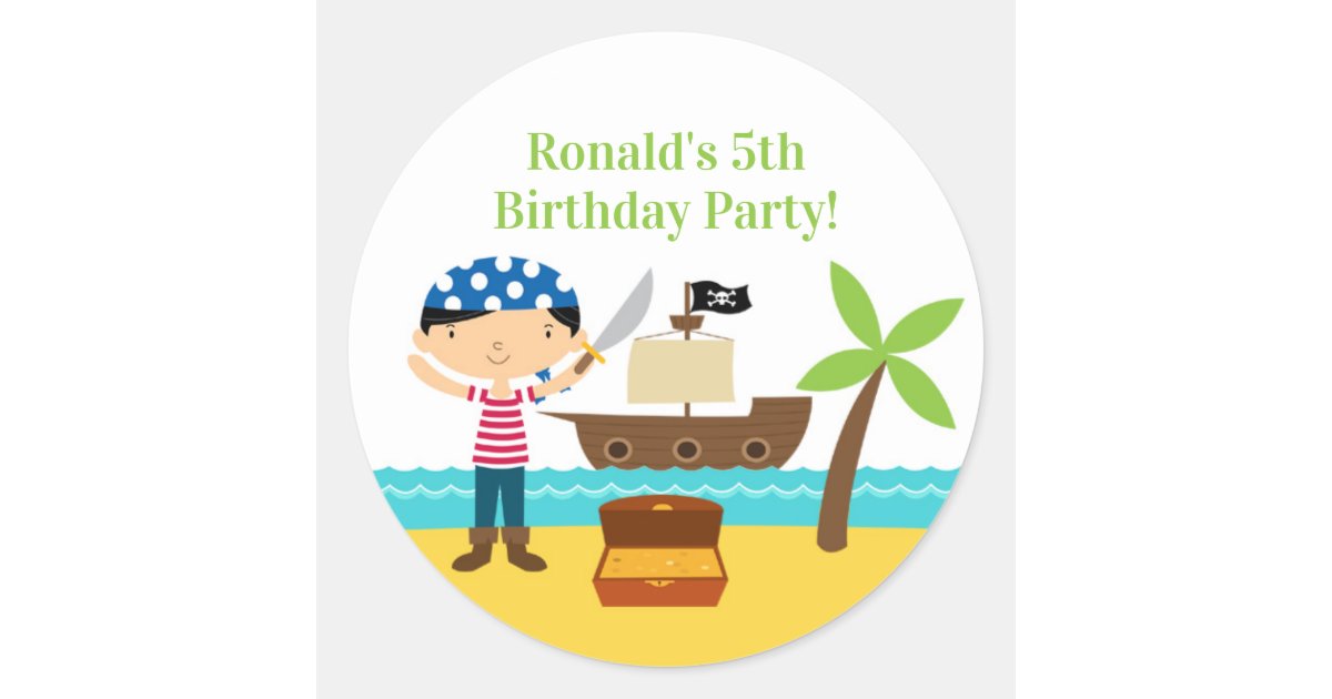 Pirate Birthday Party Stickers | Zazzle