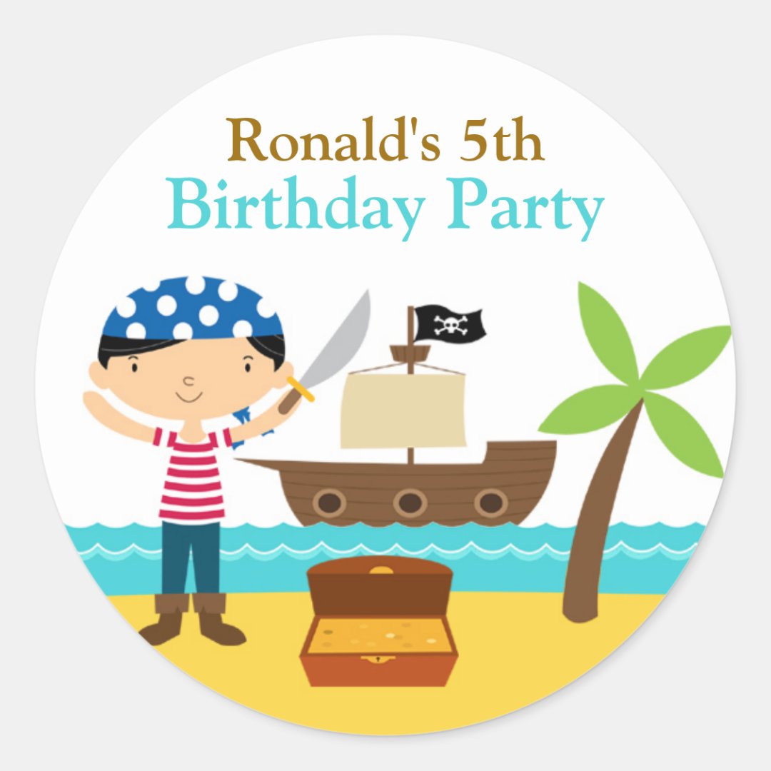 Pirate Birthday Party Stickers | Zazzle