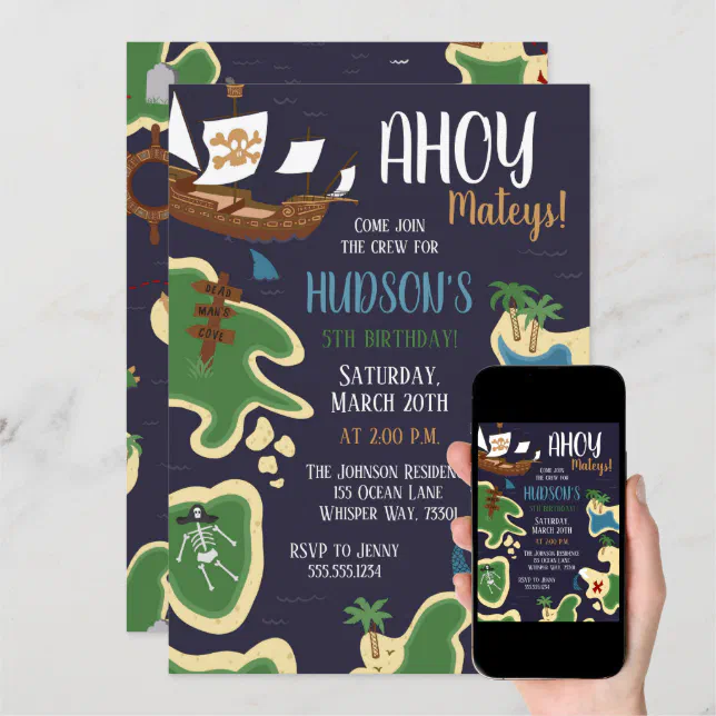 Pirate Birthday Treasure Map Invitation | Zazzle