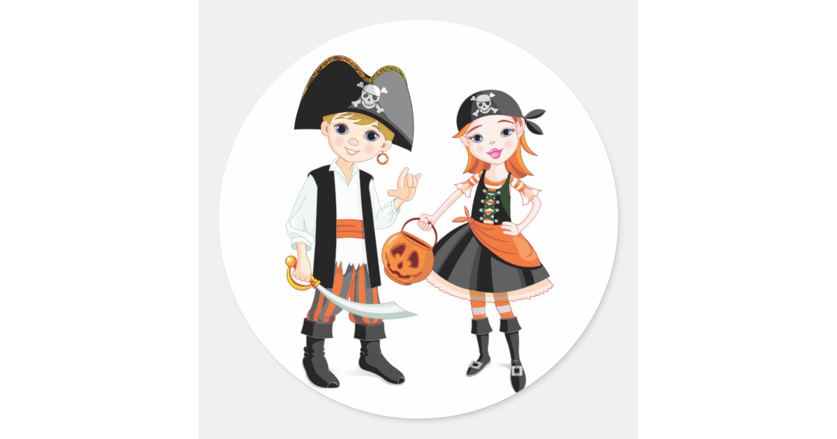 Pirate Boy And Girl Stickers | Zazzle