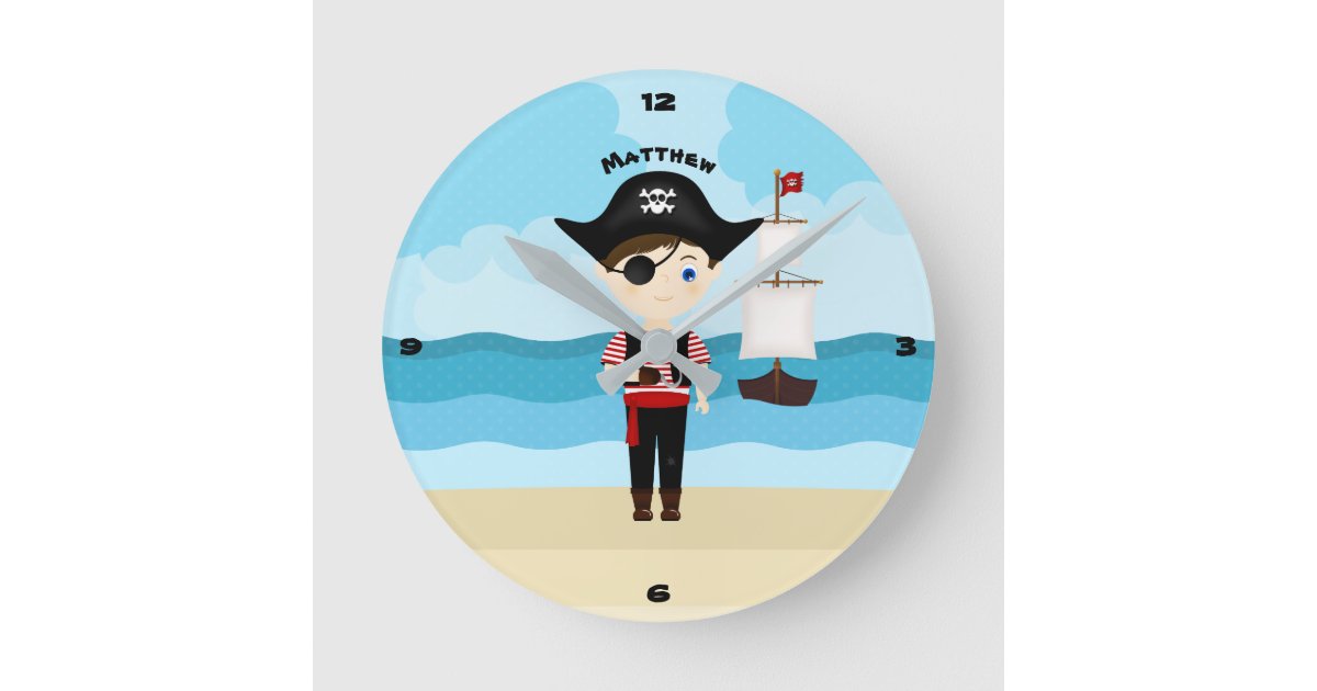 Pirate Boy Round Clock | Zazzle
