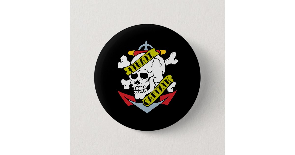 Pirate Captain Tattoo Button | Zazzle